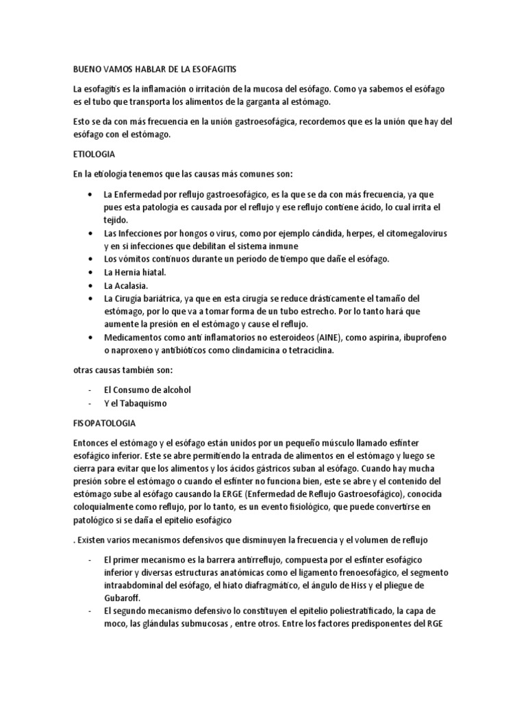 Causas y Tratamiento de la Esofagitis | PDF | La enfermedad por reflujo ...