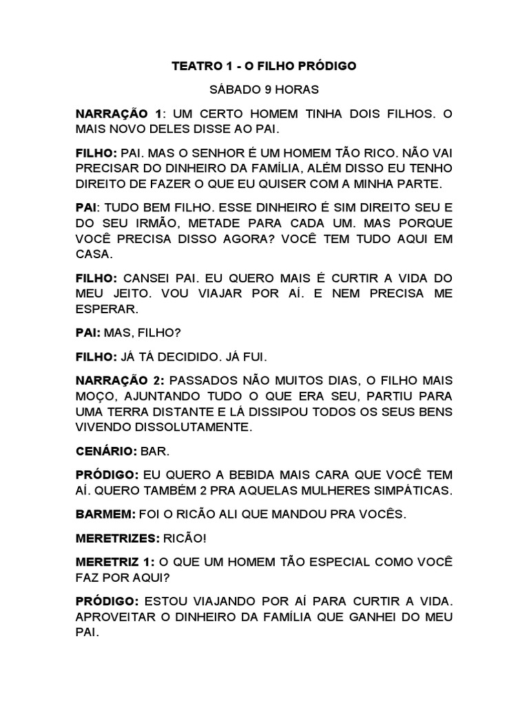 Teatro 1 o Filho Pródigo | PDF