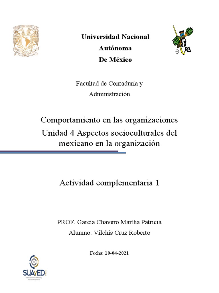 Actividad Complementaria 1 Unidad 4 | PDF | Familia | México