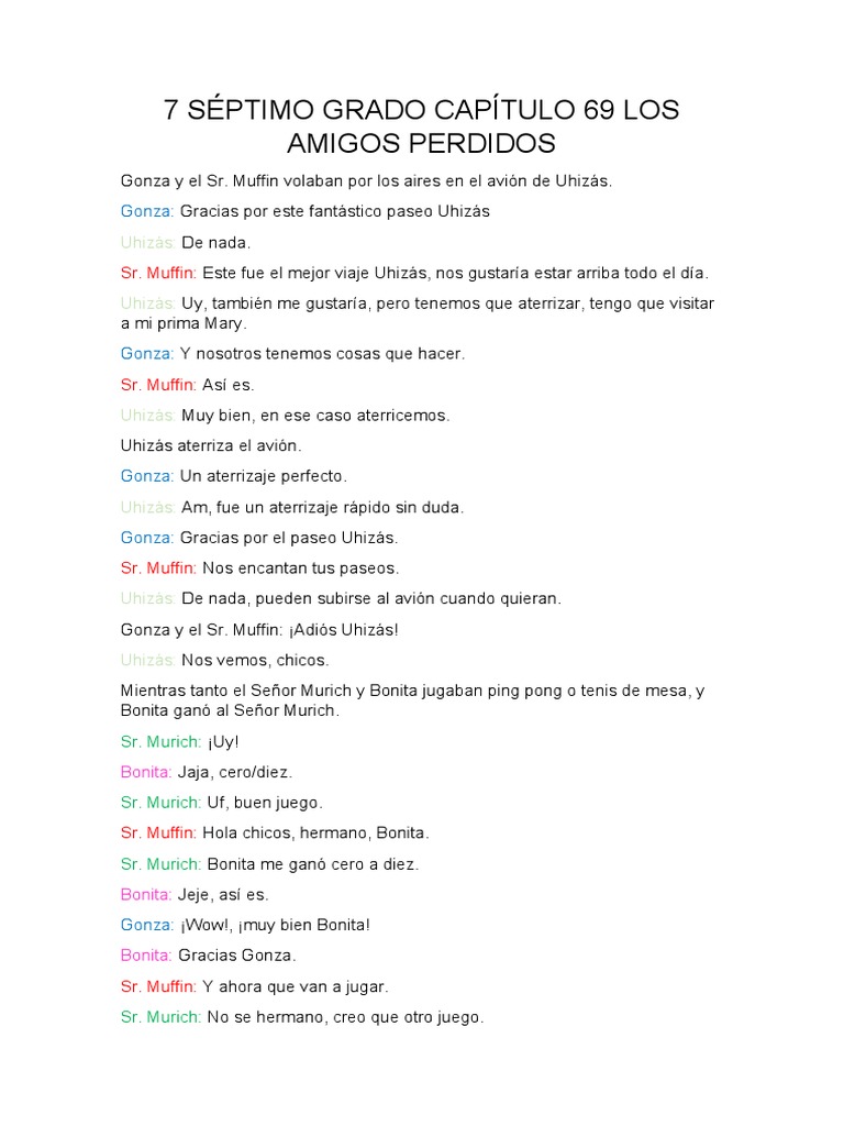 G Dialogo 7 Séptimo Grado Cap 69 Los Amigos Perdidos | PDF