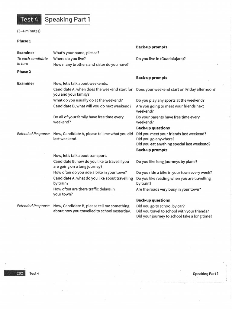 Speaking Test 4 | PDF