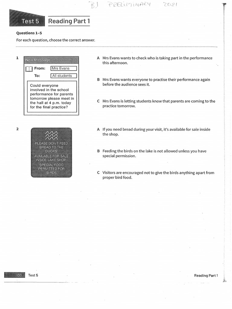 Reading Test 5 | PDF
