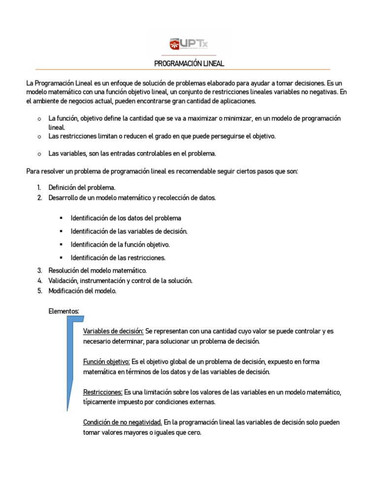Programación Lineal (Ejemplo) | PDF | Programación lineal | Función ...