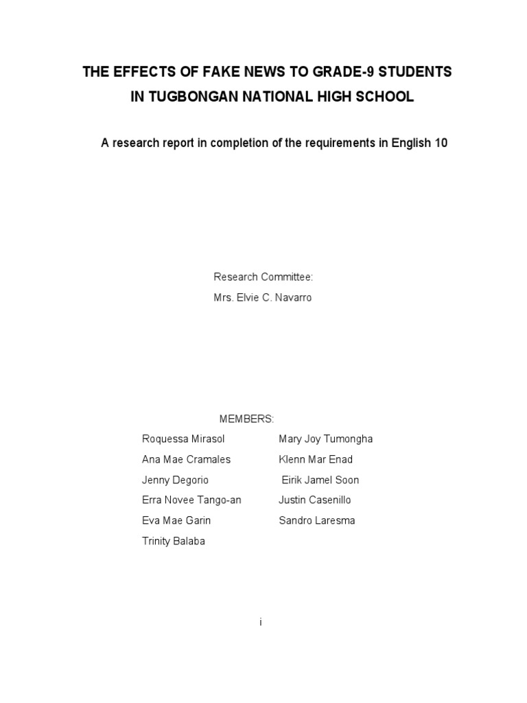 The Effects of Fake News To Grade 9 Students | PDF | Survey Methodology ...
