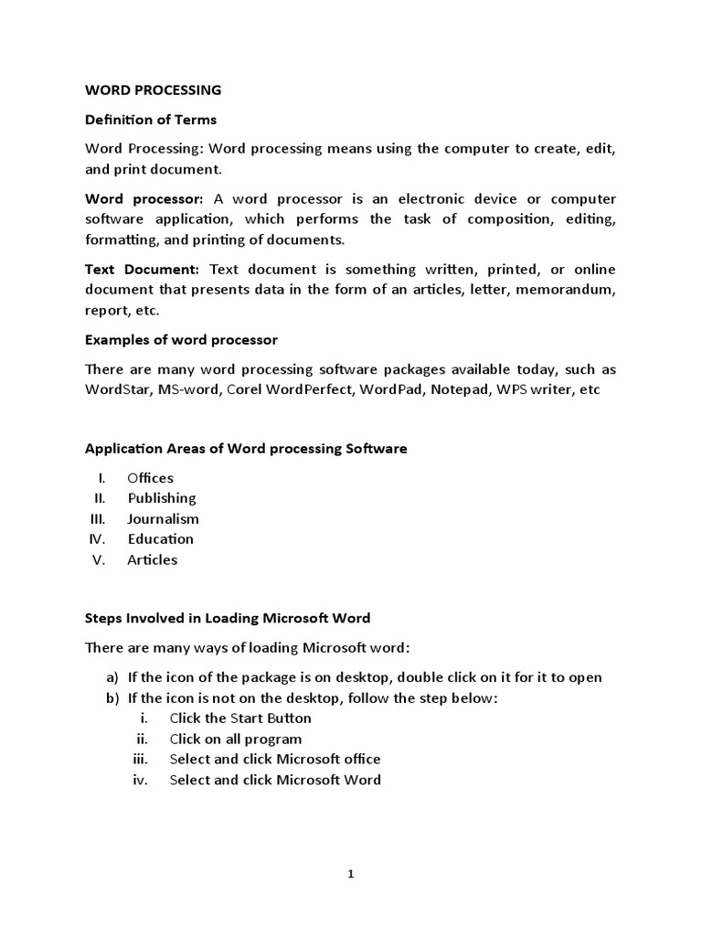 Word Processing | PDF | Word Processor | Window (Computing)