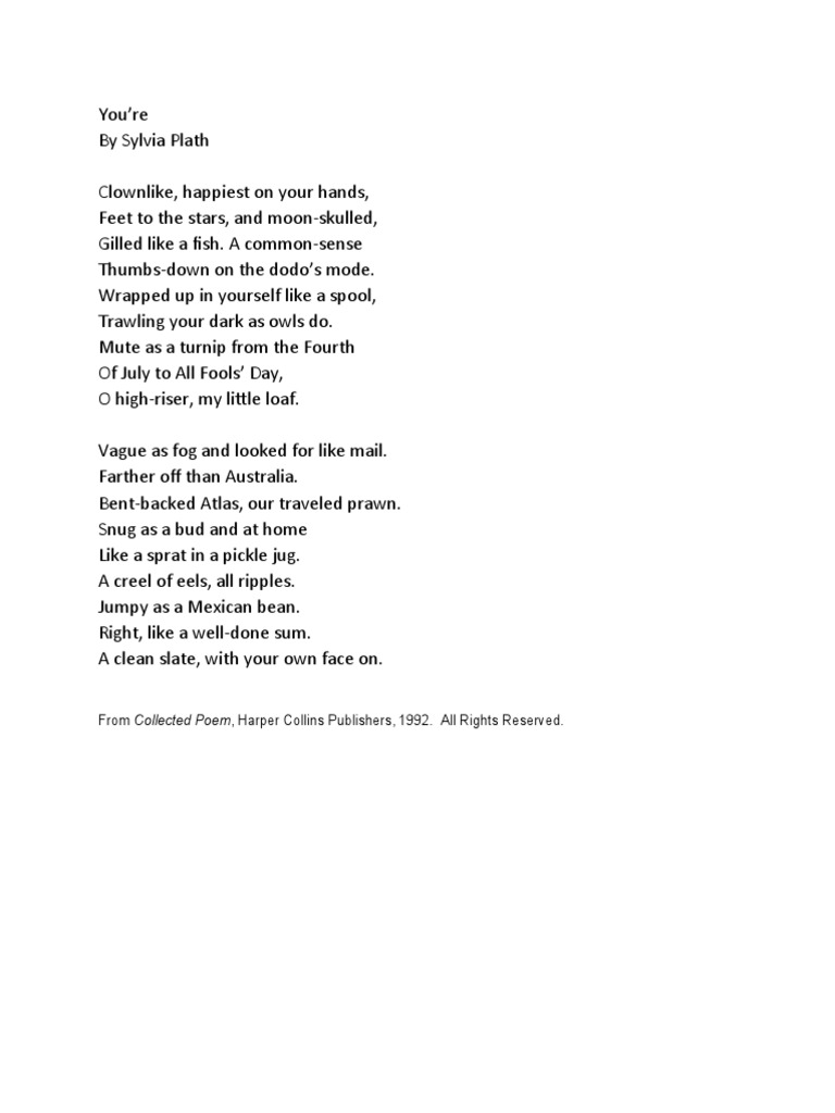 You'Re (Poem by Sylvia Plath) | PDF