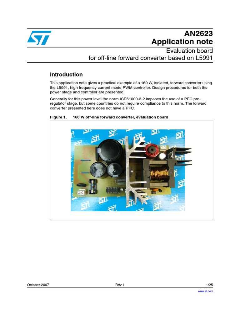 Evaluation Board For Off-Line Forward Converter Based On L5991 | PDF | Transformer | Capacitor