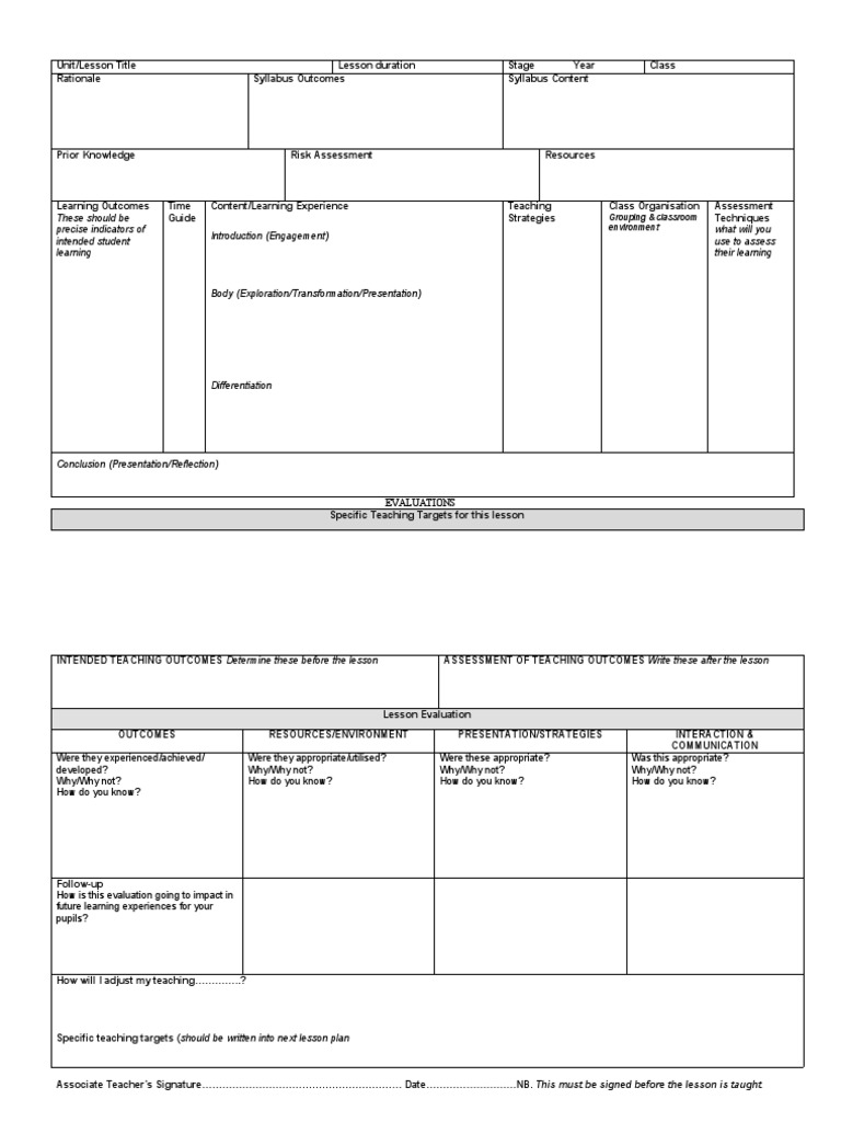 Lesson Plan Proforma | PDF | Lesson Plan | Educational Psychology