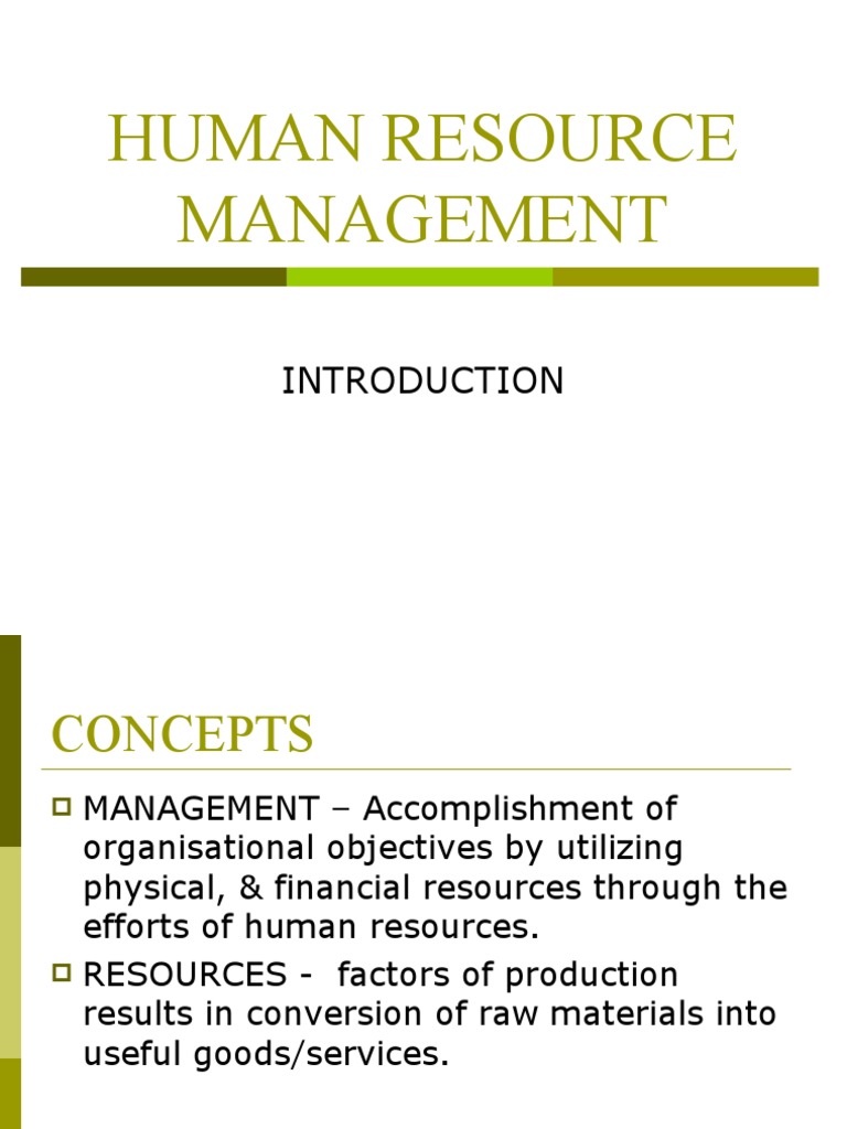 HRM Introduction | PDF | Human Resource Management | Human Resources