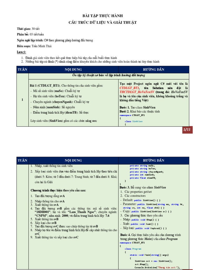 Bai Tap Thuc Hanh CTDLGT | PDF