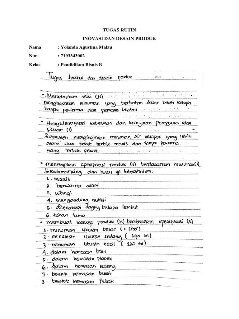 Tugas Rutin Inovasi Dan Desain Produk | PDF
