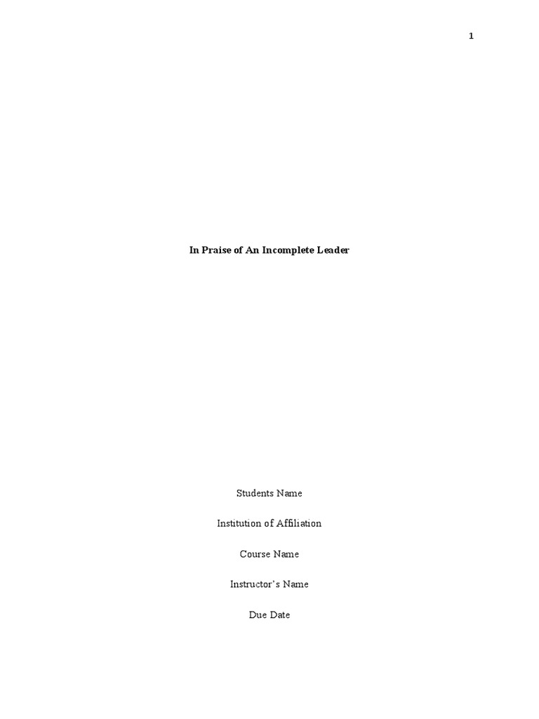 In Praise of An Incomplete Leader - Edited | PDF