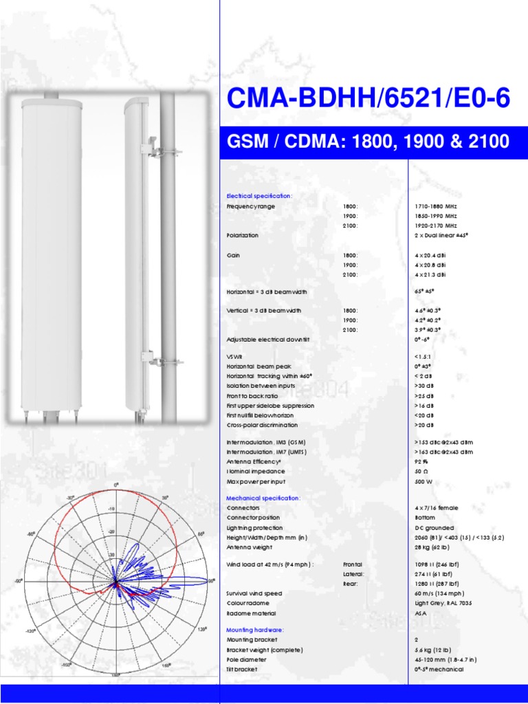 CellMax Spec - CMA - BDHH - 6521 - E0-6 - A1 | PDF | Decibel | Antenna ...