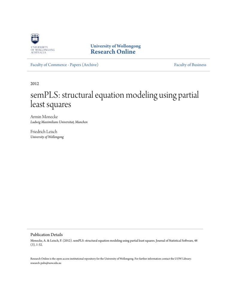 semPLS: PLS Path Modeling in R | PDF | Structural Equation Modeling ...