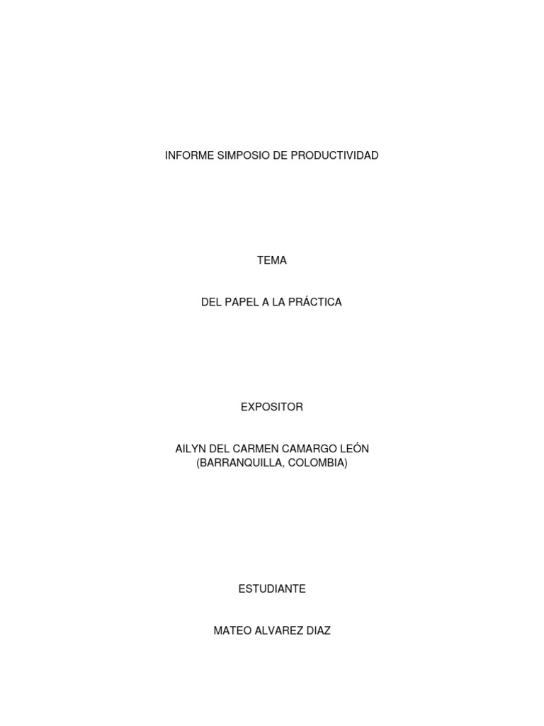 Informe Simposio de Productividad | PDF | Comportamiento | Cognición