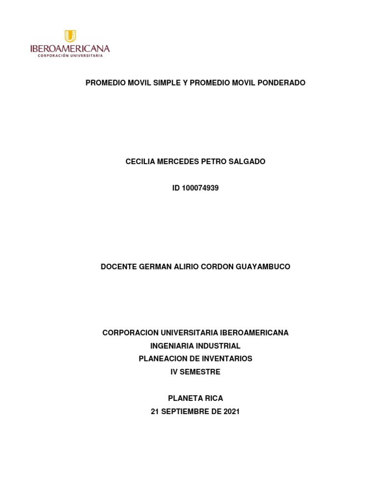 Promedio Simple y Ponderado | PDF