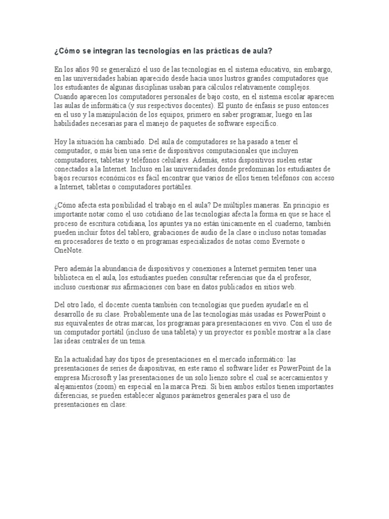 Integración de Tecnologías en el Aula | PDF | Tableta | Internet