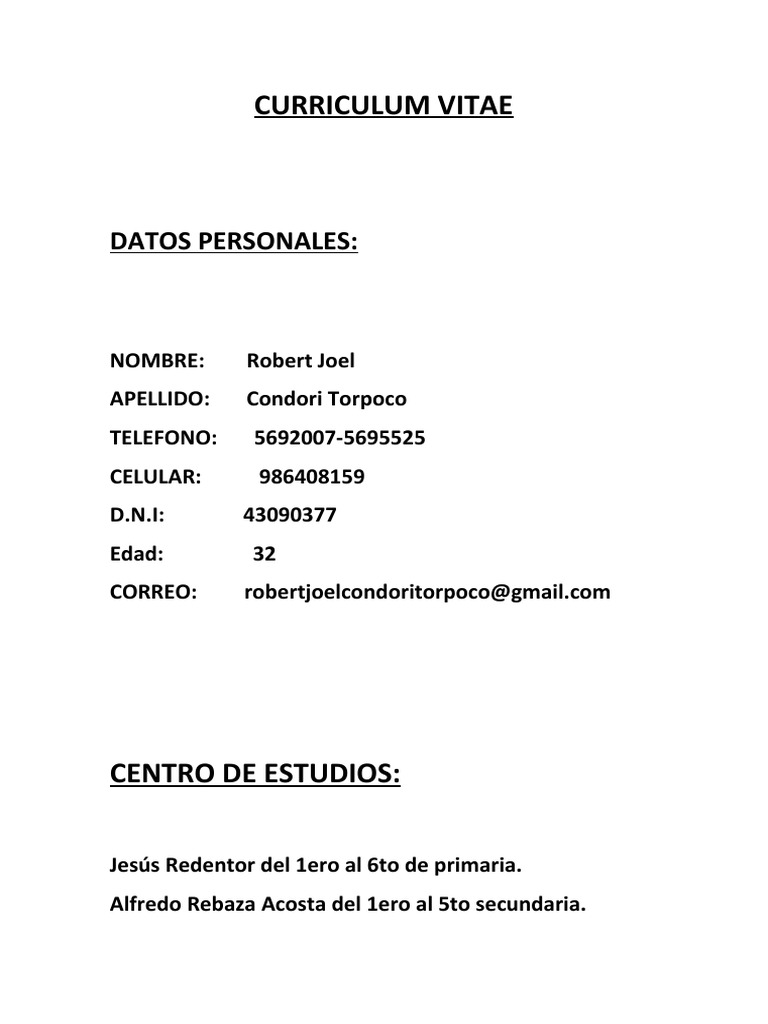 Curriculum Vitae Joel | PDF