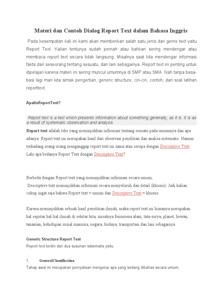 Materi Dan Contoh Dialog Report Text Dalam Bahasa Inggris Kelas 11 ...