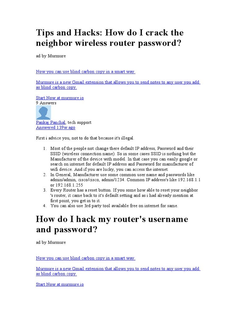 Tips and Hacks: How Do I Crack The Neighbor Wireless Router Password ...