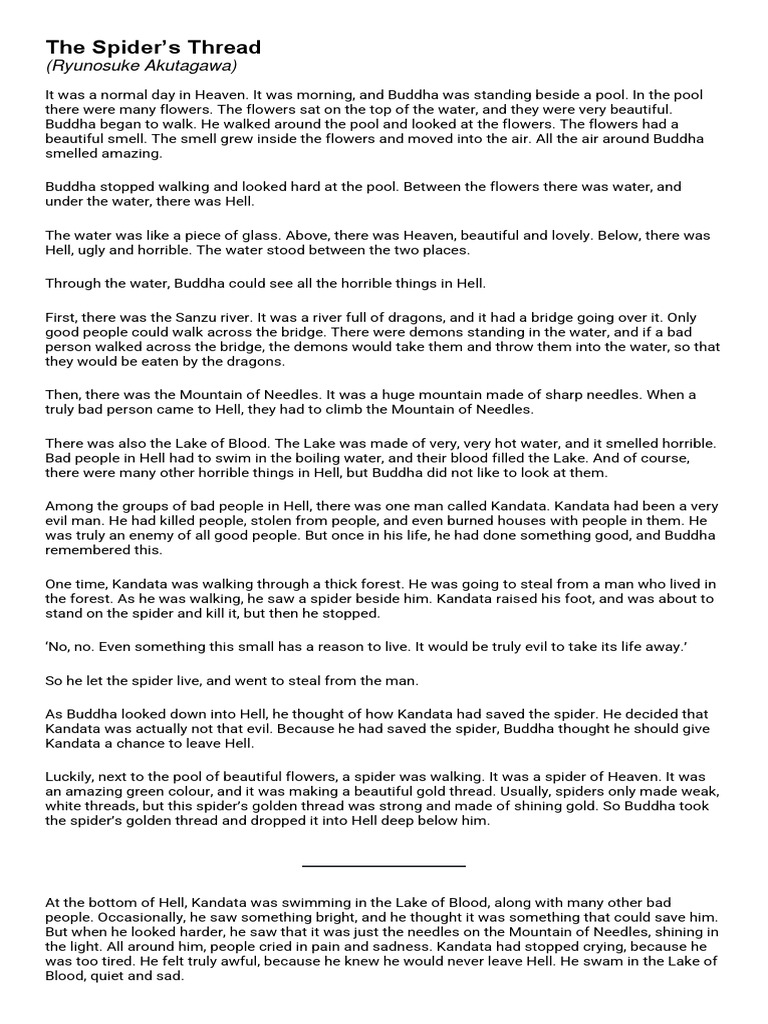 The Spider's Thread: (Ryunosuke Akutagawa) | PDF | Hell