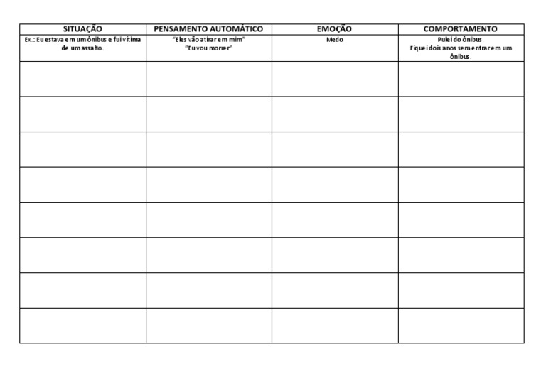 Registro de Pensamentos Automaticos | PDF Registro de Pensamentos Automaticos | PDF