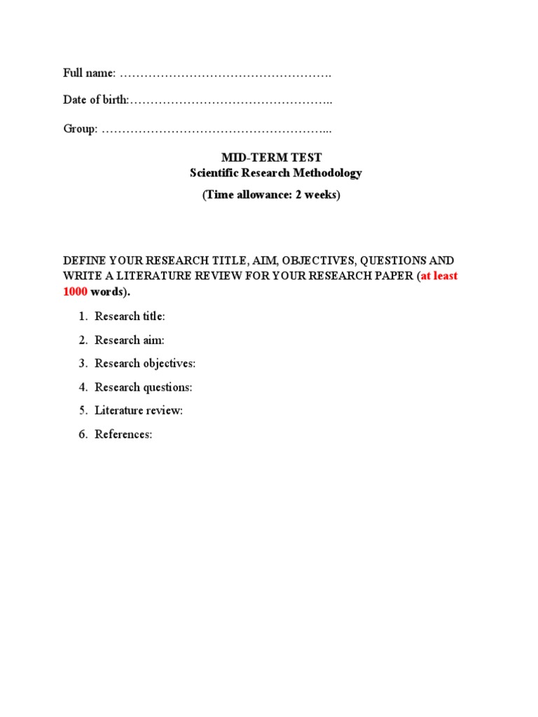 Research Methodology Test Guidelines | PDF