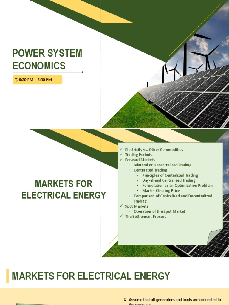 PSE 02 Power System Economics - Markets For Electrical Energy | PDF ...