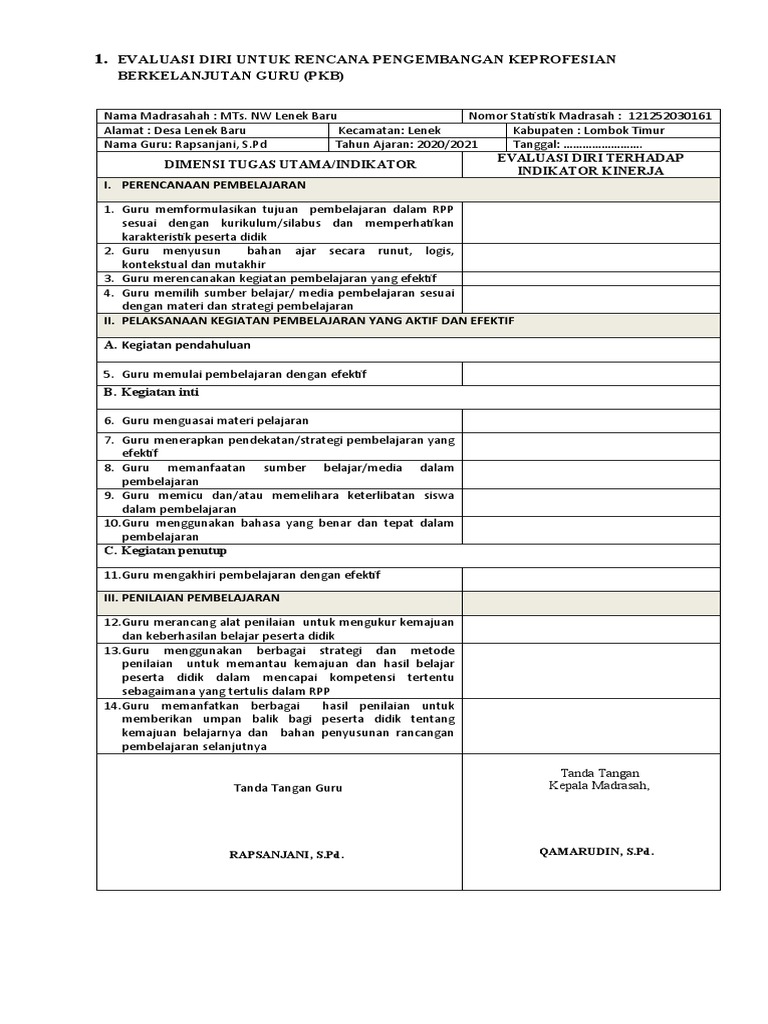 Buku Kerja Guru 4 | PDF