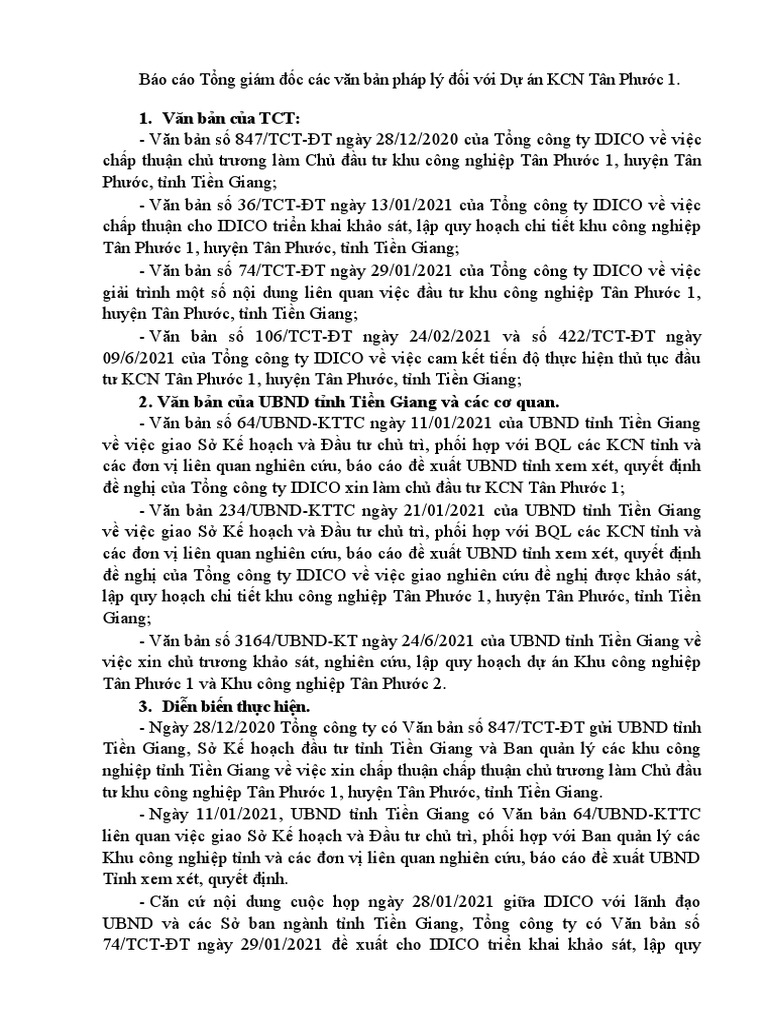 Cac Van Ban Chap Thuan Cho TCT Trien Khai KCN Tan Phuoc 1 | PDF