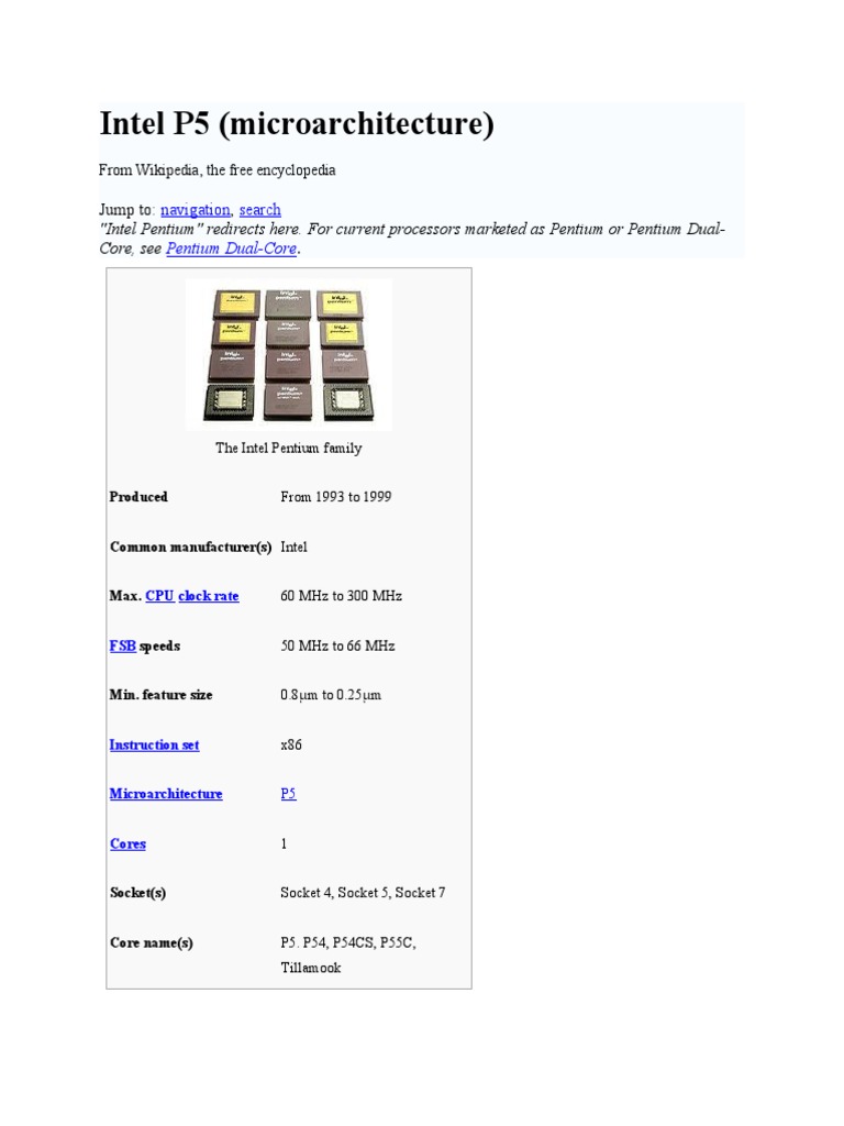 Intel P5 (Microarchitecture) : Navigation Search | PDF | Computer Architecture | Computer ...