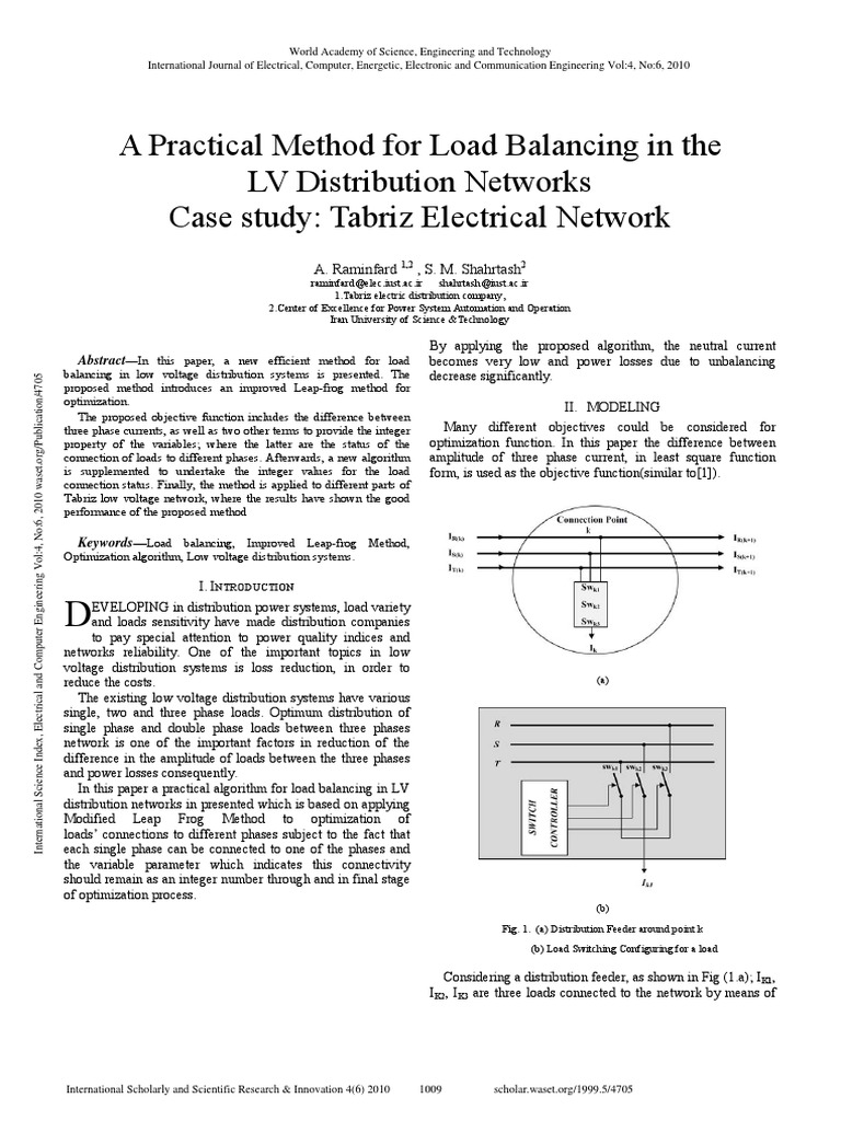A Practical Method For Load Balancing in The LV Distribution Networks ...