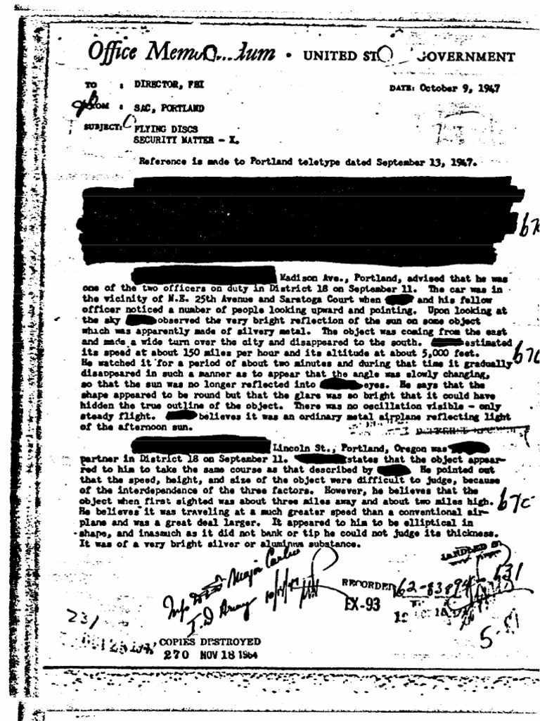 UFO Declassifed FBI Files Part 7 | PDF