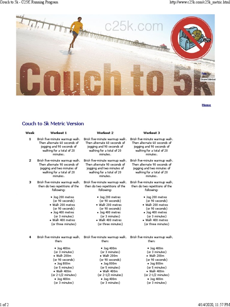 Couch To 5k Metric Version | PDF | Physical Exercise | Physical Fitness