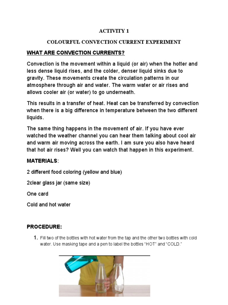 Activity 1 Colourful Convection Current Experiment What Are Convection ...