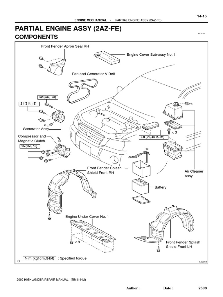 Engine Assembly Toyota 2az-Fe | PDF | Engines | Transportation Engineering