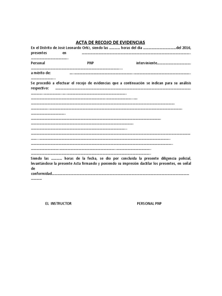 Acta de Recojo de Evidencias | PDF