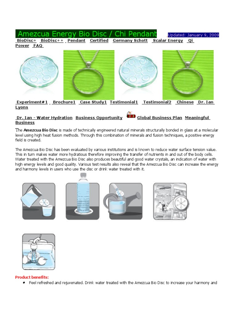 Energy-Boosting Bio Disc Benefits | PDF | Water | Chemistry