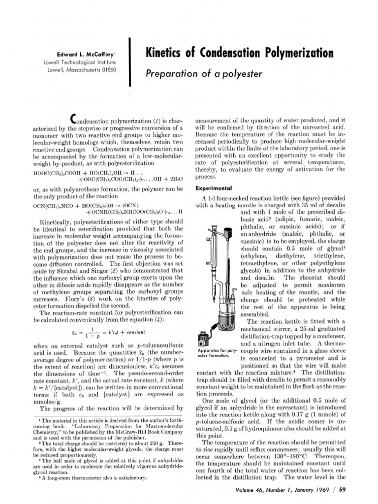 Kinetics of Polyesterification Process | PDF | Polymerization | Polyester