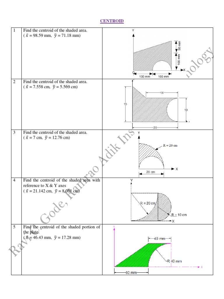 Assignment 3 - Problems On Centroid | PDF