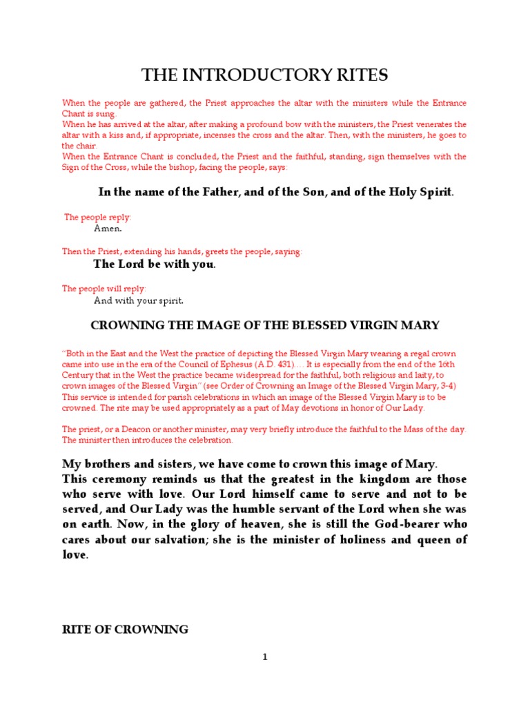 The Introductory Rites: Amen | PDF | Mary, Mother Of Jesus | Eucharist