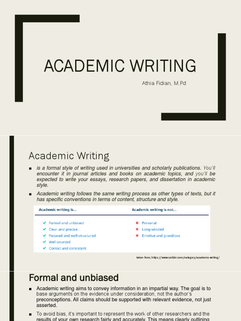 Academic Writing: Athia Fidian, M.PD | Download Free PDF | Citation | Bias