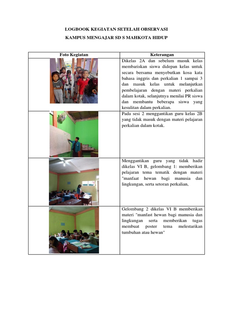 Contoh Logbook Kampus Mengajar | PDF