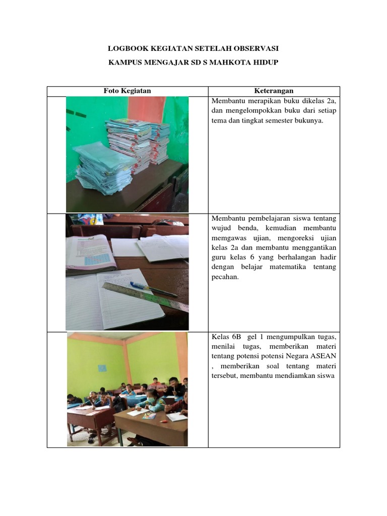 Contoh Logbook Kampus Mengajar | PDF