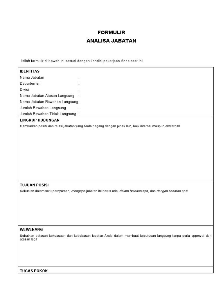 Form Interview Anjab | PDF | Karier & Perkembangan