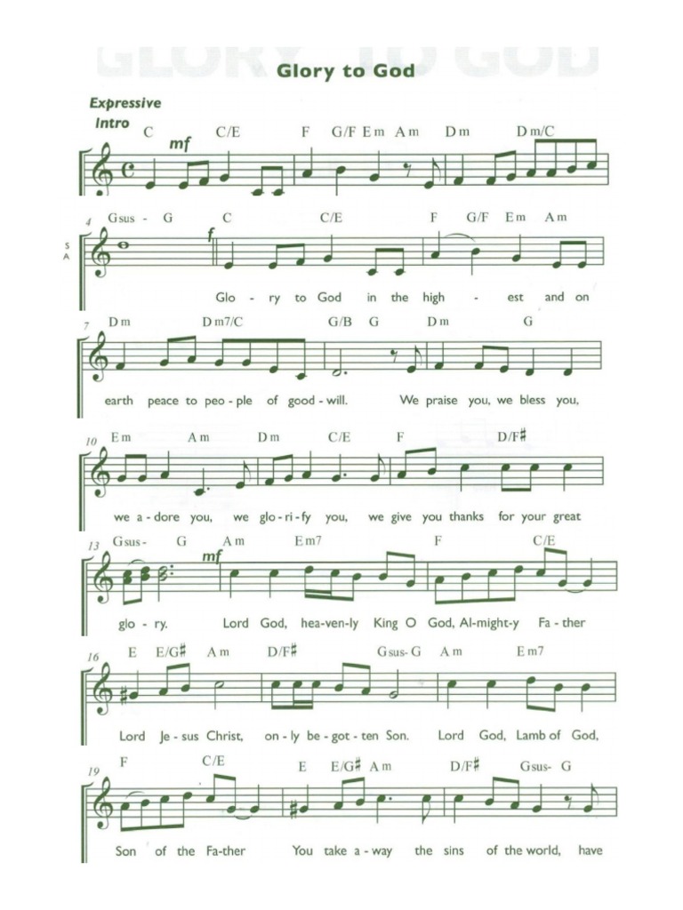 Glory To God Misa Delgado Music Sheet | PDF