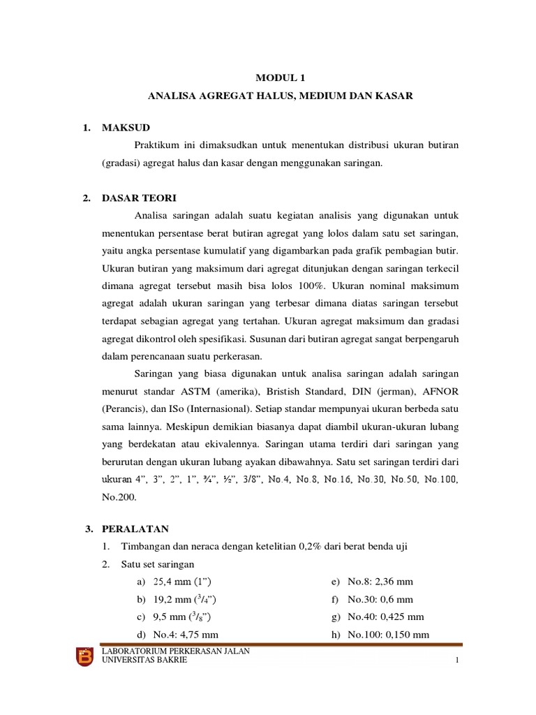Modul Praktikum Perkerasan Jalan | PDF