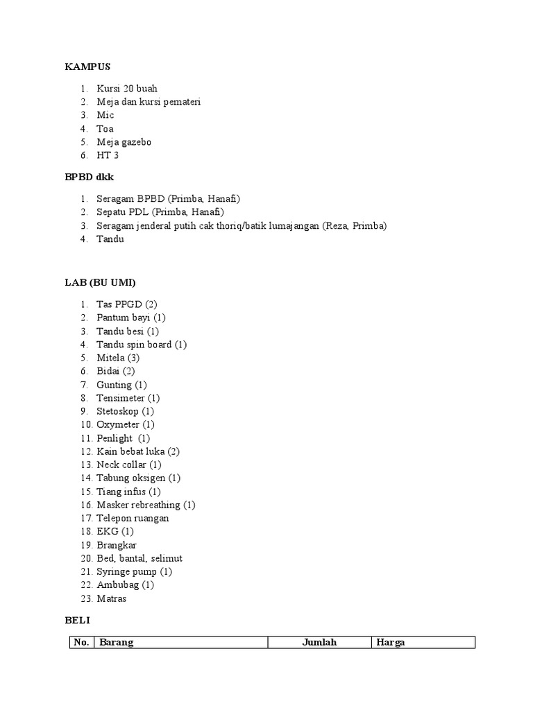 Anggaran Alat Perkap | PDF