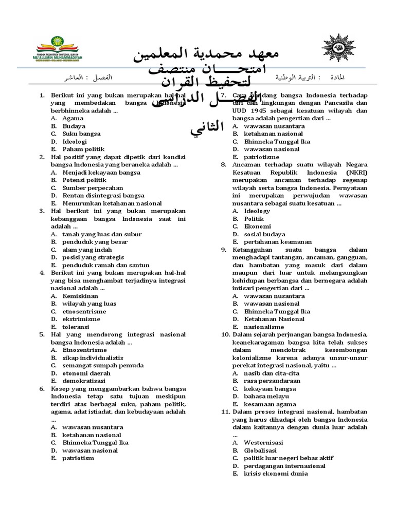 Soal PKN KLS 10 | PDF
