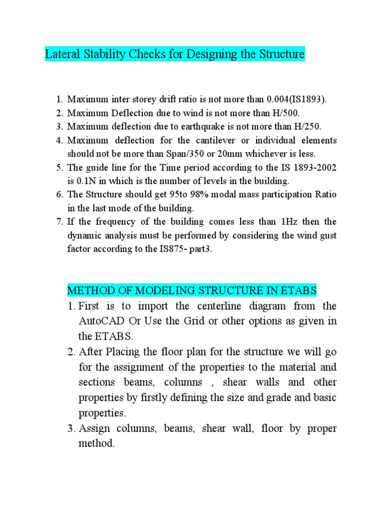 Lateral Stability Checks in Building Design | PDF